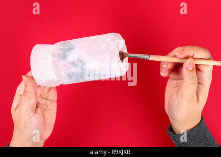 Diy Fairy Jar on red background. Gift ideas, decor February 14, St ...