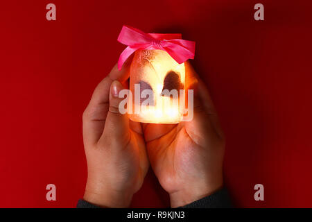 Diy Fairy Jar on red background. Gift ideas, decor February 14, St ...