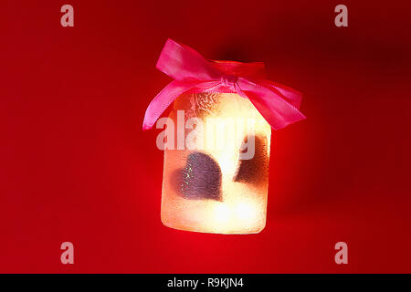 Diy Fairy Jar on red background. Gift ideas, decor February 14, St ...