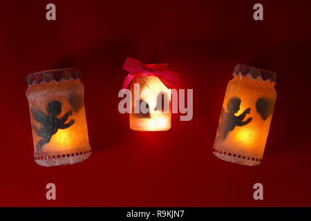 Diy Fairy Jar on red background. Gift ideas, decor February 14, St ...