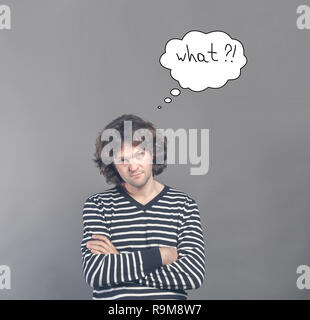 Business man cloud head with question and exclamation marks Stock Photo ...