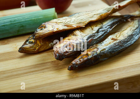 Bokling, hot-smoked herring similar to the kipper and the bloater ...