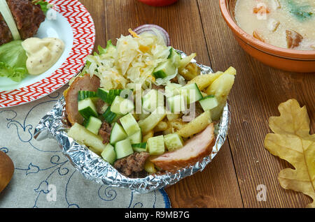 Kapsalon, fast food dish , Dutch cuisine, Traditional assorted dishes ...