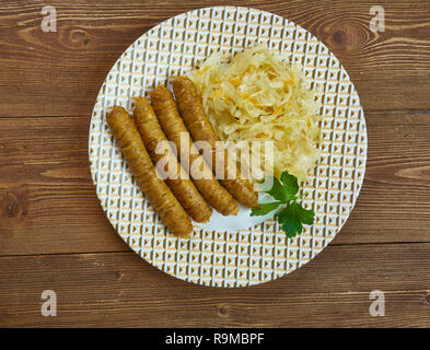 Lithuanian traditional dish of Vedarai Potato sausage, made of a blood ...