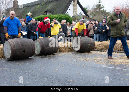 Grantchester Boxing day barrel rolling Stock Photo - Alamy