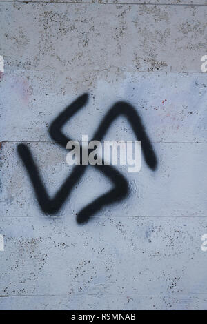Nazi Swastika spray painted to wall Dusseldorf Germany Stock Photo - Alamy