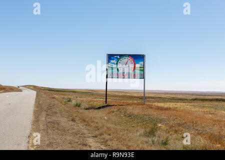 Speed limit sign at a desert road in Namibia, speed limit of 100 kph or ...