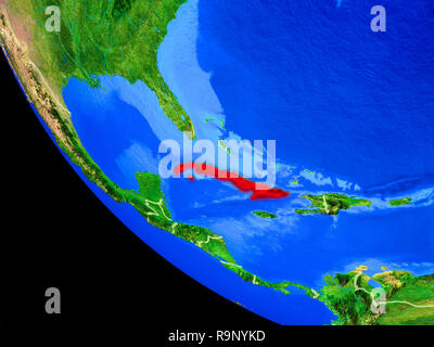 Cuba on realistic model of planet Earth with country borders and very ...