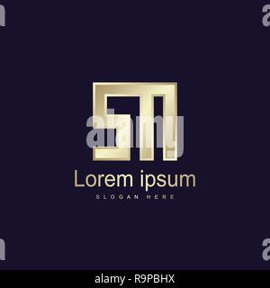 Initial letter SM logo template colored silver blue design for business ...