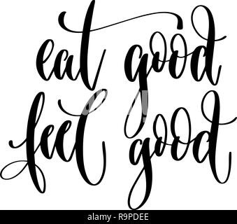 Eat Well Feel Good Lettering With Vegan Foods On White Background Stock ...