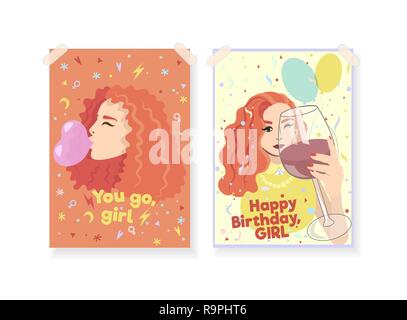 Girl bubble gum concept banner. Cartoon illustration of girl bubble gum vector concept banner ...