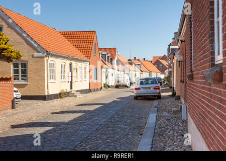 RINGKOBING, DENMARK - MAY 8, 2017: Street of old town on sunny sunday ...