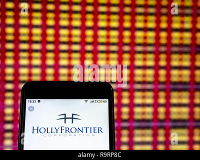 HollyFrontier Petroleum refining company logo seen displayed on smart ...