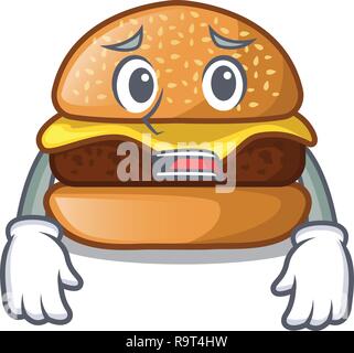 Scared cheese burger cartoon illustration isolated on white Stock ...