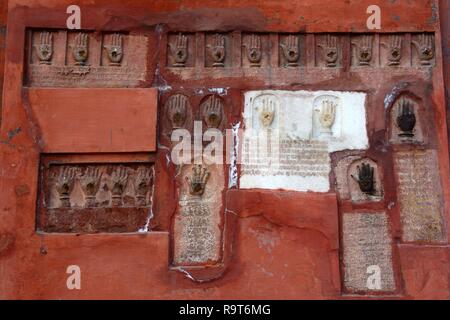 Sati handprints on the wall of the Fort Palace and Dashera Chowk, in ...