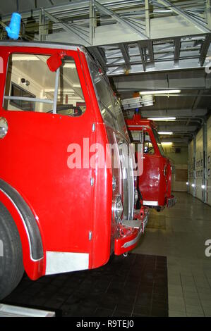 1960s fire engine in fire station vintage fire engine Stock Photo - Alamy