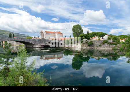 Ancient walls of the Old Town of Trebinje city on a sunny day ...