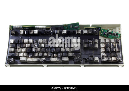 Burnt Computer Keyboard on White Background Stock Photo - Alamy