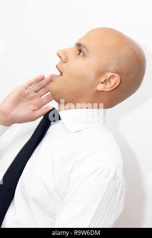 handsome bald man surprised isolated over white background Stock Photo ...