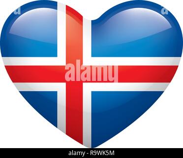 Iceland Heart Flag. Icelandic Love Shape Country Nation National Flag ...