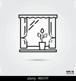 curtains line icon, outline symbol, vector illustration, concept sign ...