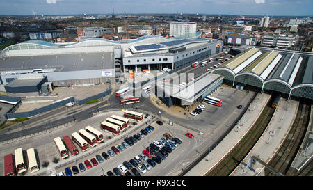 aerial view of Hull Paragon railway Station and the St Stephen's Stock ...