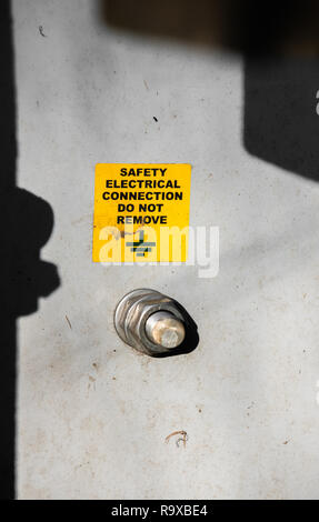 Safety Electrical connection EARTH Do not remove ground Stock Photo - Alamy