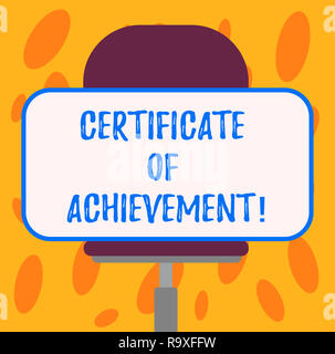 Writing note showing Certificate Of Achievement. Business photo ...