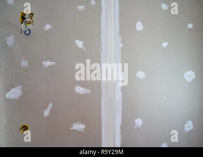 laminated plasterboard join tape plastering DIY detail Stock Photo - Alamy