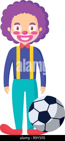 circus clown funny with soccer balloon character vector illustration ...