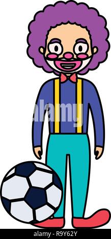 circus clown funny with soccer balloon character vector illustration ...