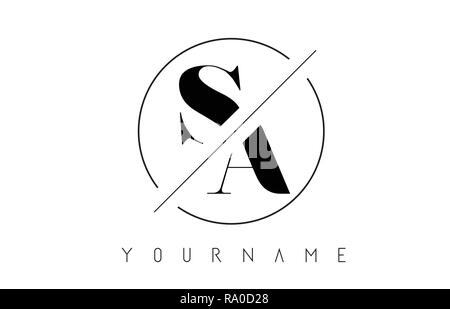 SA Letter Logo with Cutted and Intersected Design and Round Frame ...