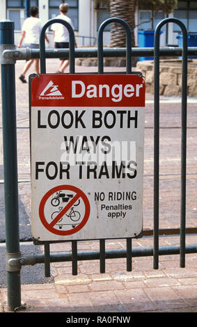 Tram warning sign Stock Photo - Alamy