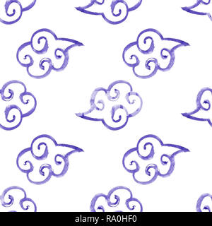Japanese chinese cloud pattern in vintage style with Blue and grey ...