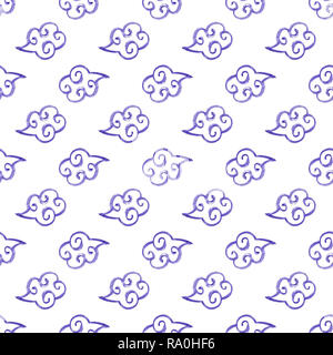 Japanese chinese cloud pattern in vintage style with Blue and grey ...