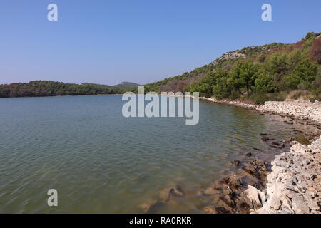 Telascica nature park and green Mir lake on Dugi Otok island aerial ...