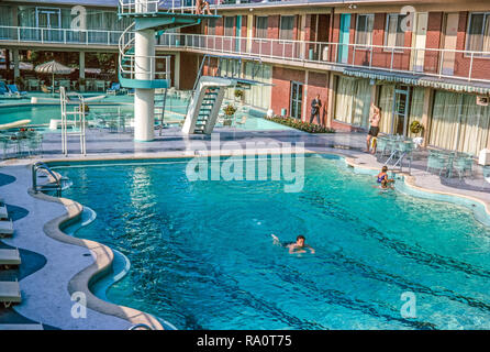 July 1964. An outdoor Swimming Pool attached to a Hotel or Motel, in ...