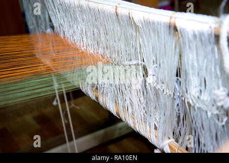 Traditional rustic loom. Russia Ural Stock Photo - Alamy