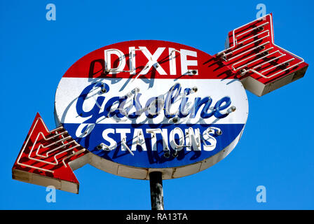 A Dixie Gasoline sign advertises a long-closed business on Fifth Street ...