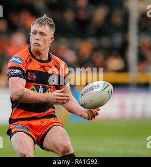 Castleford, UK. 30th December 2018. Joe Wardle (C) of Castleford Tigers ...