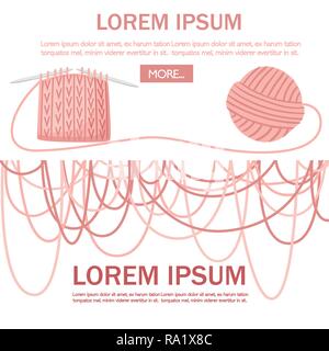 Knitting process. Wool yarn and knitting needles Stock Vector Image ...