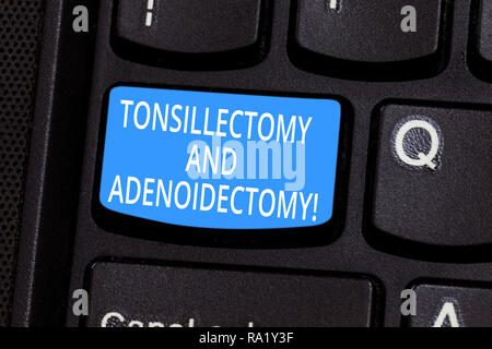 Conceptual hand writing showing Tonsillectomy And Adenoidectomy ...