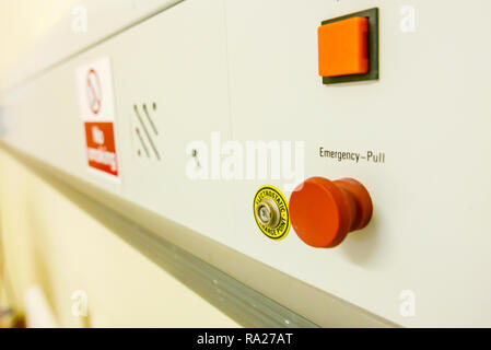 Nurse call system with emergency buttons installed near bed in medical ...