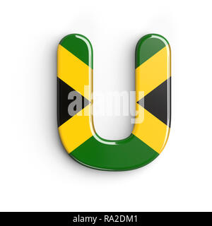 Jamaica letter M - Upper-case 3d Jamaican flag font isolated on white ...