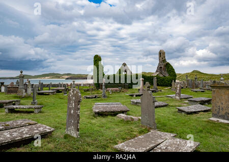 The ruins of the Church of Balnakeil, Scotland, a scheduled monument of ...
