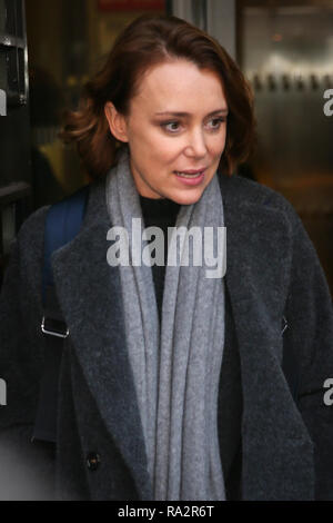 Keeley Hawes leaving BBC Radio Two studios after promoting her new BBC ...