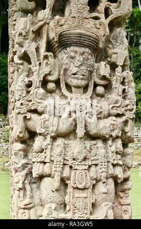 Maya civilisation - Mayan art -a carved standing stone, Stela 1 ...