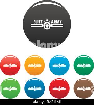 Elite force icons set 9 color vector isolated on white for any design ...