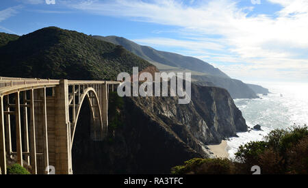 View of the Bixby Creek Bridge or Bixby Canyon Bridge on the Big Sur ...