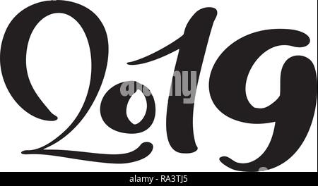 Handwritting vector calligraphy text 2019. Scandinavian hand drawn New ...